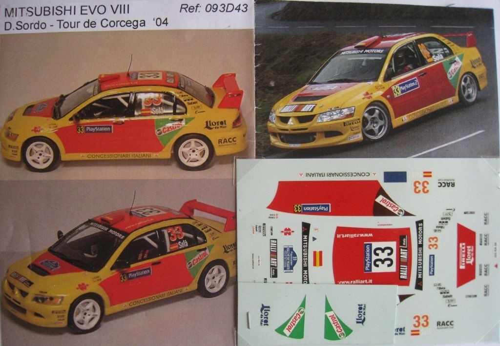 MITSUBISHI LANCER Ev7 n° 33 TOUR DE CORSE 2004 DECAL 1/43e KIT CAR 43
