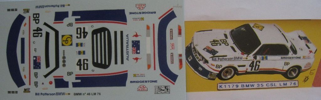 BMW 3.5 CSL n°46 LE MANS 1976 DECAL 1/43e PROV.MOULAGE