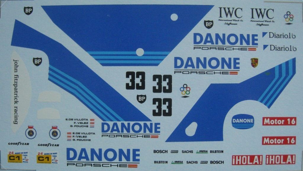 PORSCHE 956 n° 33 LE MANS 1986 DECAL 1/24e DMC