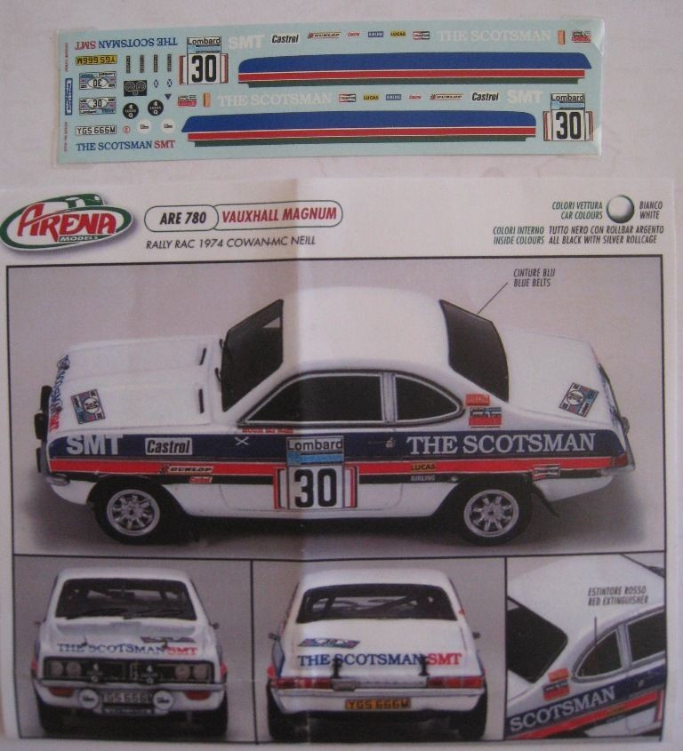 VAUXHALL MAGNUM n° 30 RAC RALLY 1974 DECAL 1/43e ARENA