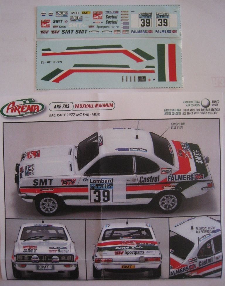 VAUXHALL MAGNUM n° 83 RAC RALLY 1977 DECAL 1/43e ARENA