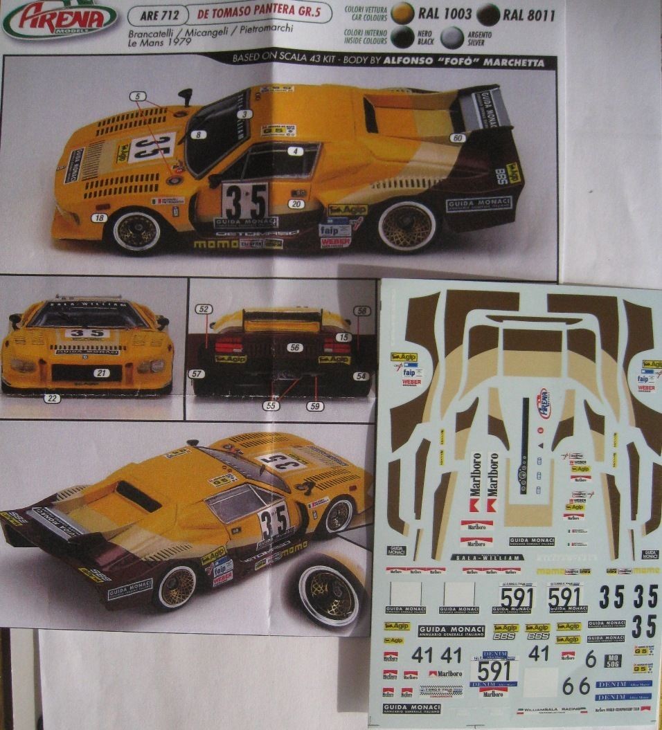 DE TOMASO PANTERA n° 35 LE MANS 1979 DECAL 1/43e ARENA