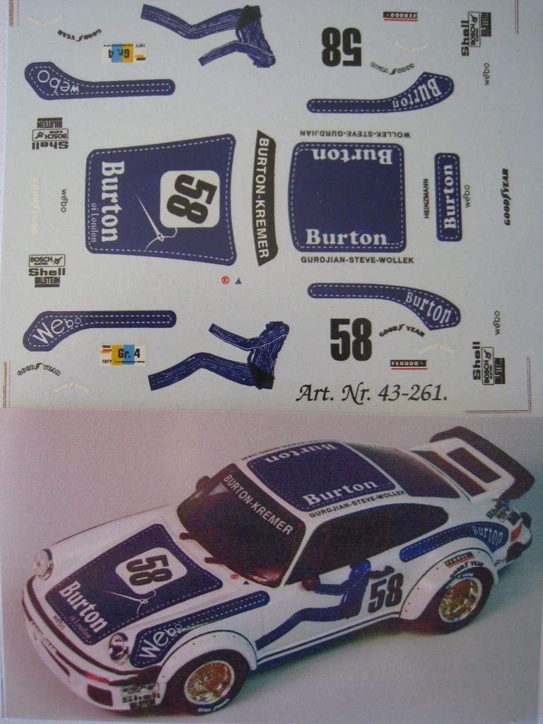PORSCHE 934 BURTON n° 58 LE MANS 1977 DECAL DMC 1/43e