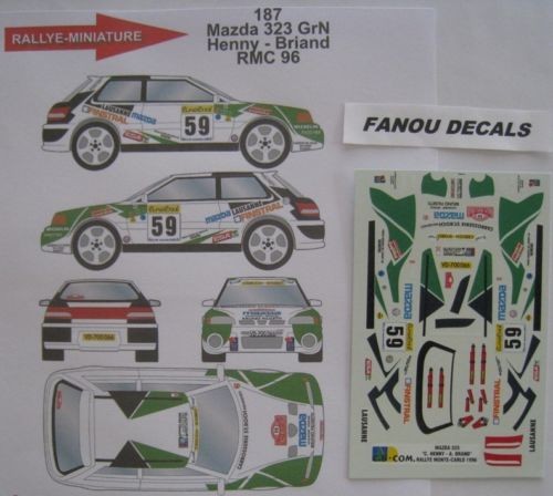 MAZDA 323 Gr.N n° 59 RALLYE MONTE CARLO 1996 DECAL RM