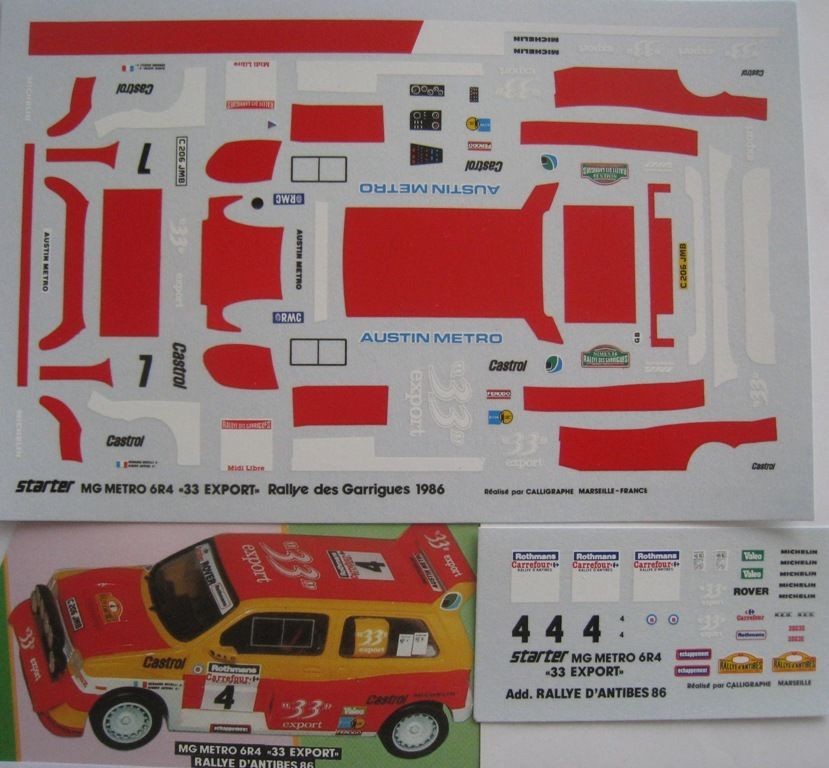 MG METRO 6R4 n° 4 RALLYE D'ANTIBES 1986 DECAL 1/43e STARTER