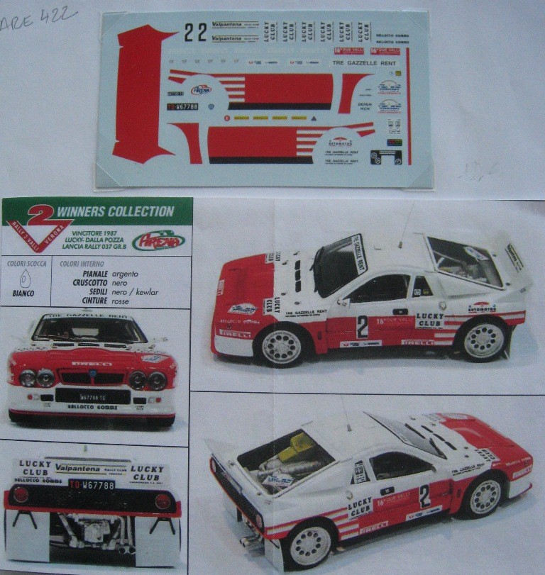 LANCIA 037 n° 2 1er RALLYE 2 VALLEES 1987 DECAL 1/43e ARENA