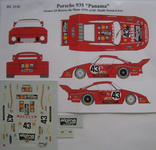 PORSCHE 935 n° 43 PANAMA LE MANS 1979 DECAL 1/43e RENAISSANCE