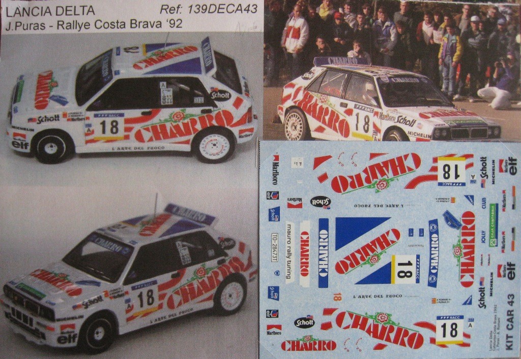 LANCIA DELTA n° 18 CHARRO RALLYE COSTA BRAVA 1992 DECAL 1/43e