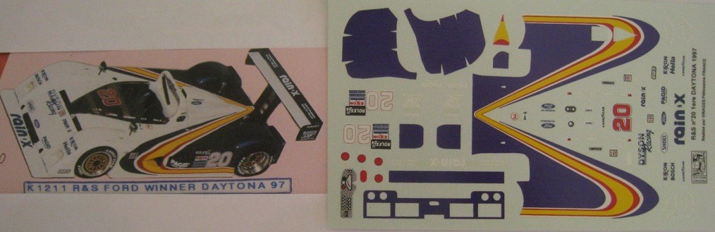RILEY ET SCOTT n° 20 1er DAYTONA 1997 DECAL 1/43e PROV.MOULAGE