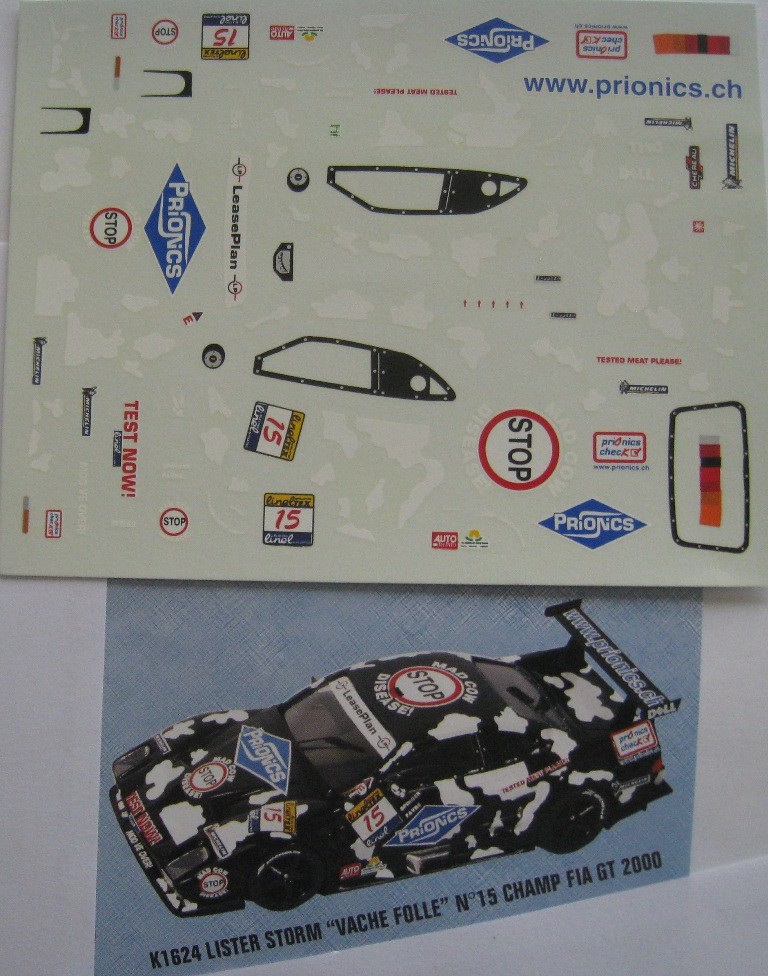 LISTER STORM n° 15 VACHE FOLLE FIA GT 2000 DECAL 1/43e PROV.MOULAGE