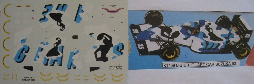 LIGIER JS 39 n° 25 ART CAR SUZUKA 1993 DECAL 1/43e PROV.MOULAGE