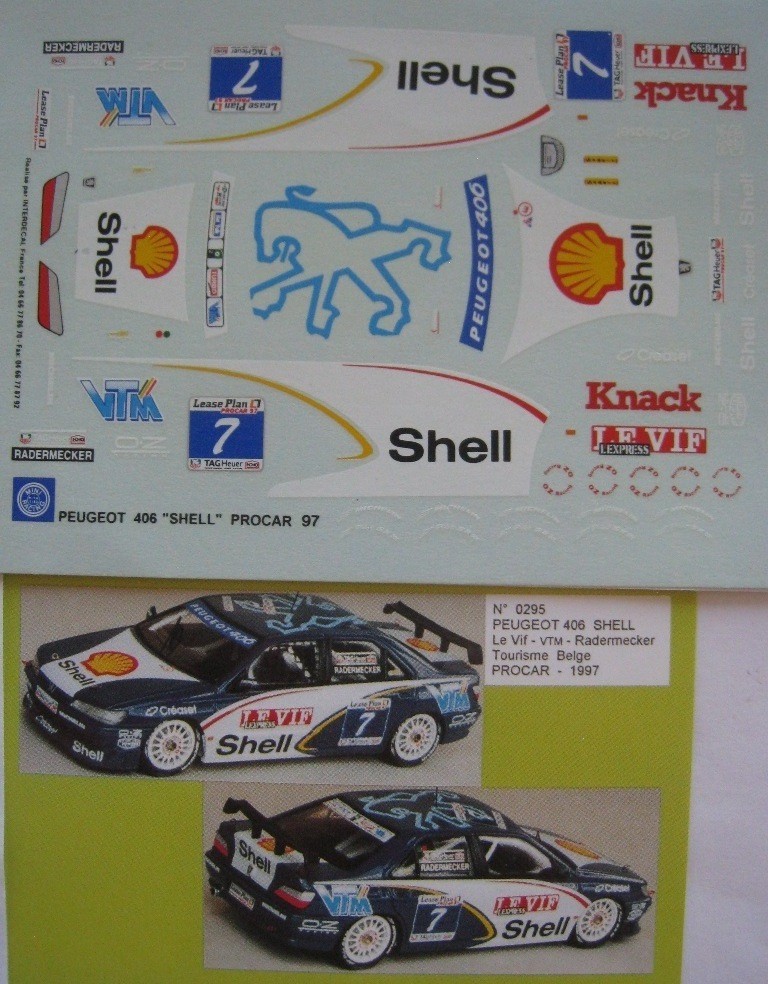 PEUGEOT 406 n° 7 SHELL PROCAR 1997 DECAL 1/43e MINI RACING