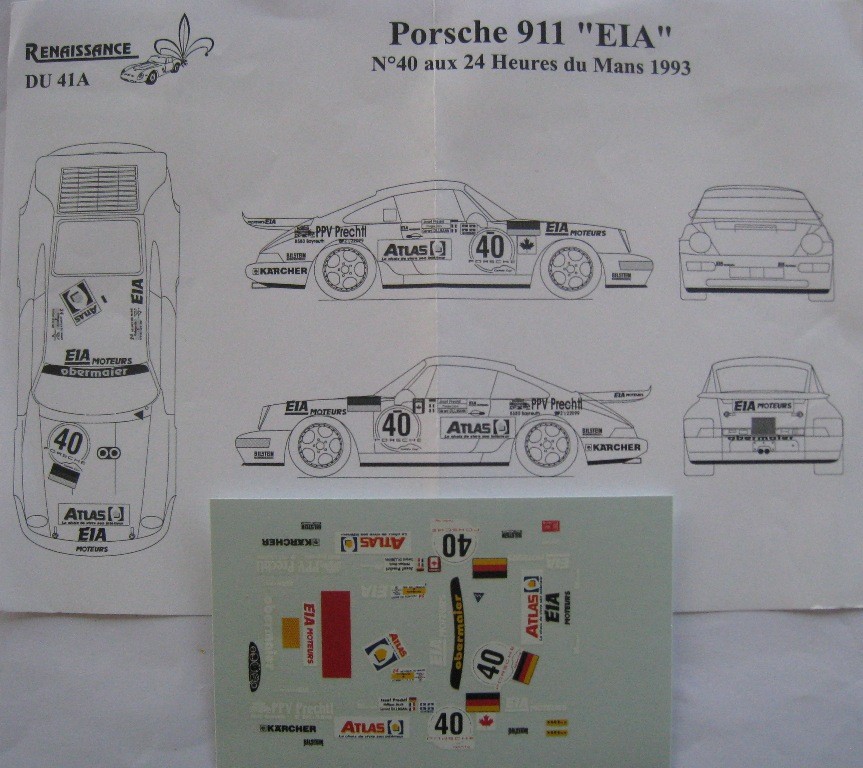 PORSCHE 911 n° 40 EIA LE MANS 1993 DECAL 1/43e RENAISSANCE