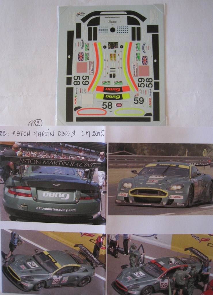 ASTON MARTIN DBR9 n° 58 / 59 LE MANS 2005 DECAL 1/43e RENAISSANCE