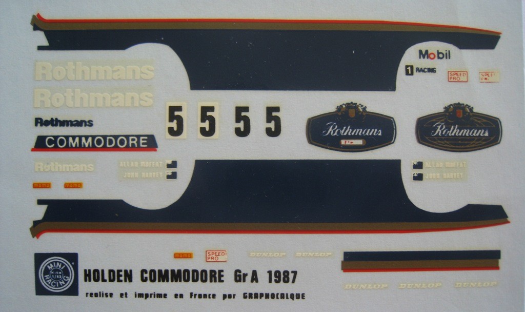 HOLDEN COMMODORE n° 5 ROT.MANS MONZA 1987 DECAL 1/43e MINI RACING