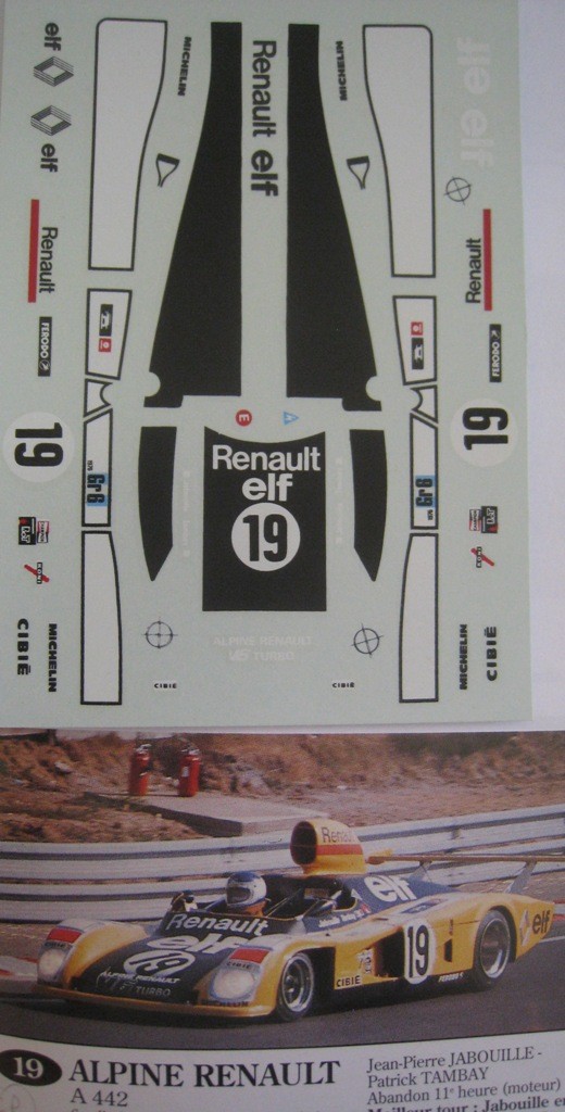 ALPINE RENAULT A 442 n° 19 LE MANS 1976 DECAL 1/43e GP COLLECTIONS