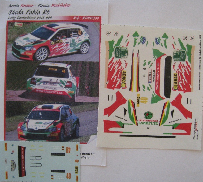 SKODA FABIA R5 n° 40 RALLYE DEUTSCHLAND 2015 DECAL 1/43e RDS
