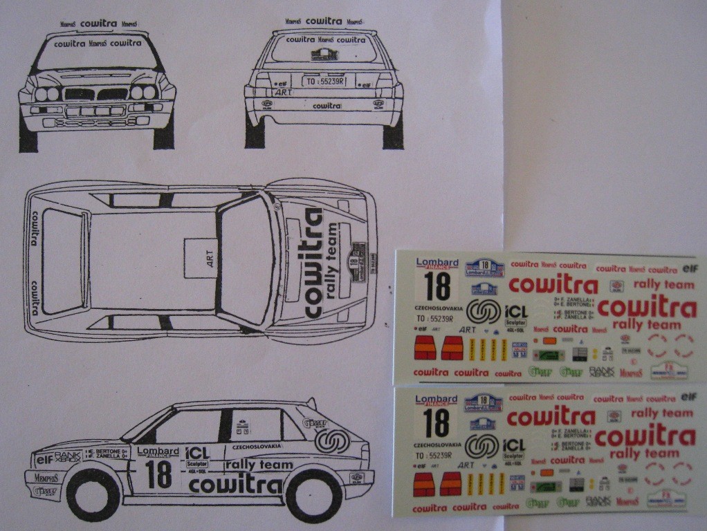 LANCIA DELTA HF n° 18 COWITRA RAC RALLY 1992 BERTONE DECAL 1/43e