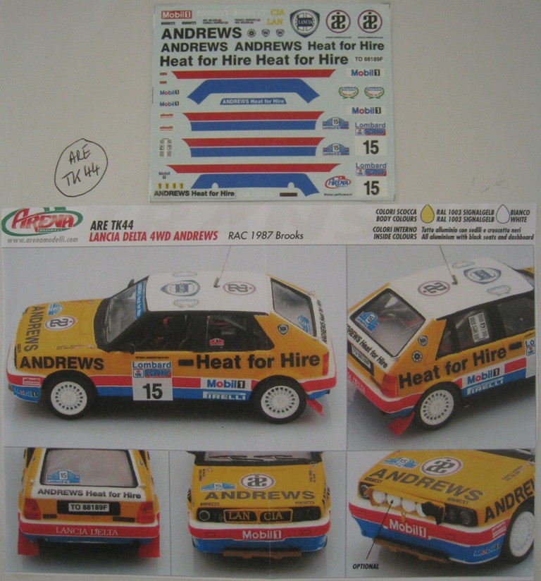 LANCIA DELTA 4WD n° 15 ANDREWS RAC RALLYE 1987 BROOKS DECAL 1/43e