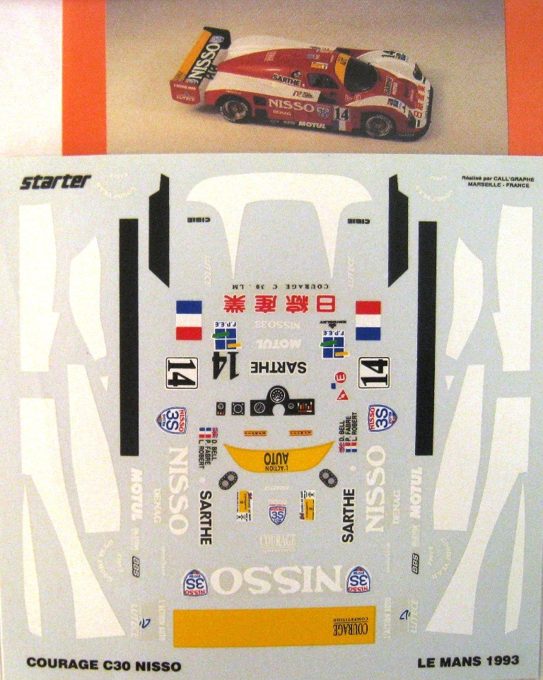 COURAGE C30 NISSO n° 14 LE MANS 1993 DECAL 1/43e STARTER