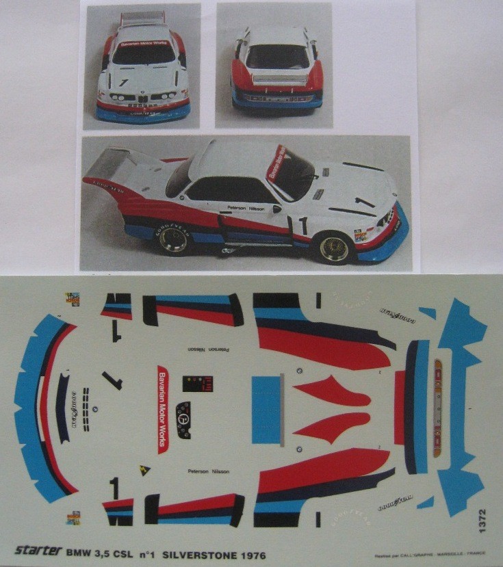 BMW 3.5 CSL n° 1 SILVERSTONE 1976 DECAL 1/43e STARTER