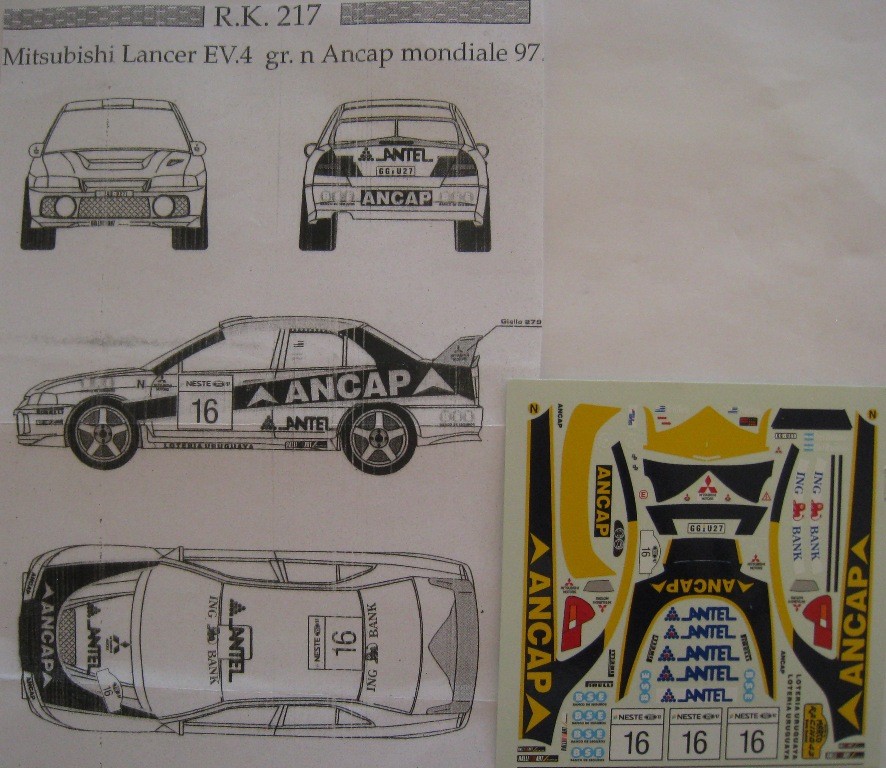 MITSUBISHI LANCER EV.4 n° 16 ANCAP 1997 TRELLES DECAL 1/43e