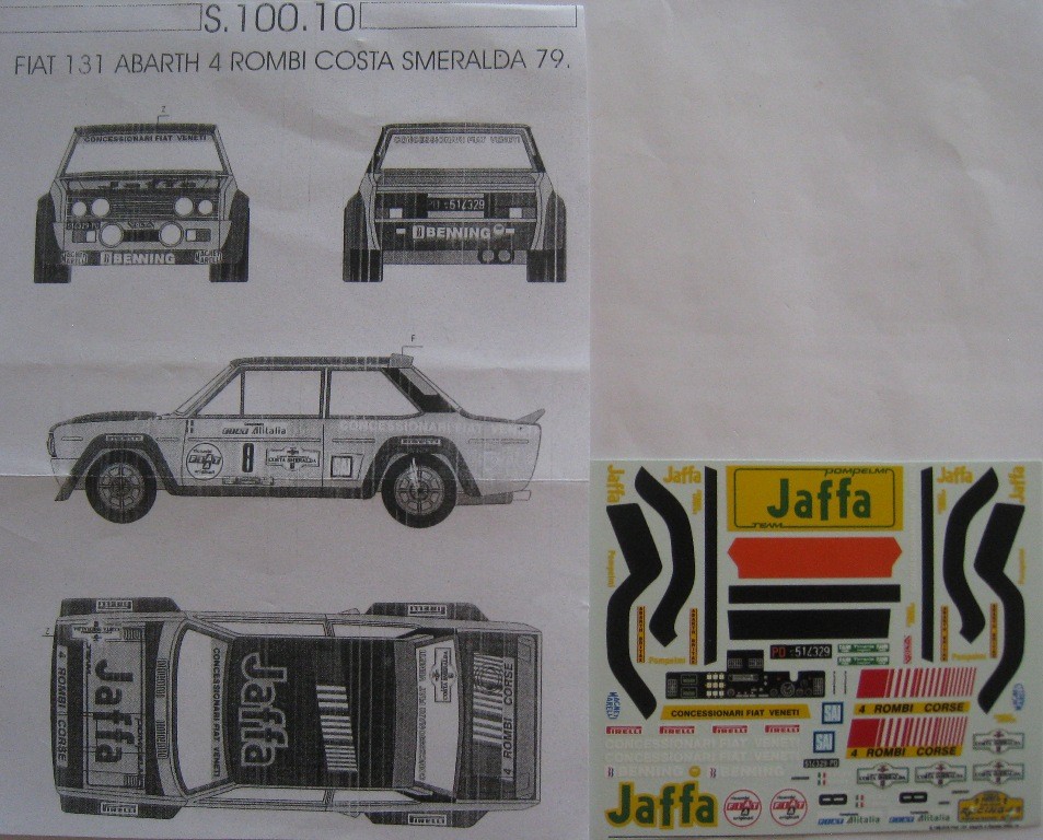 FIAT 131 ABARTH n° 8 JAFFA RALLYE COSTA SMERALDA 1979 DECAL 1/43e
