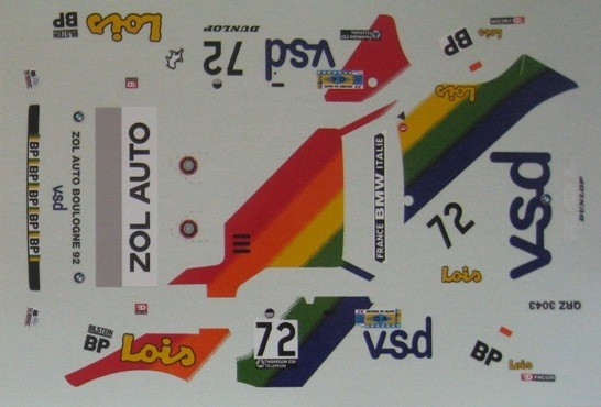 BMW M1 n° 72 VSD LE MANS 1981 DECAL 1/43e
