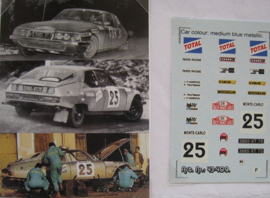 CITROEN SM MASERATI n° 25 RALLYE MONTE CARLO 1972 DECAL 1/43e