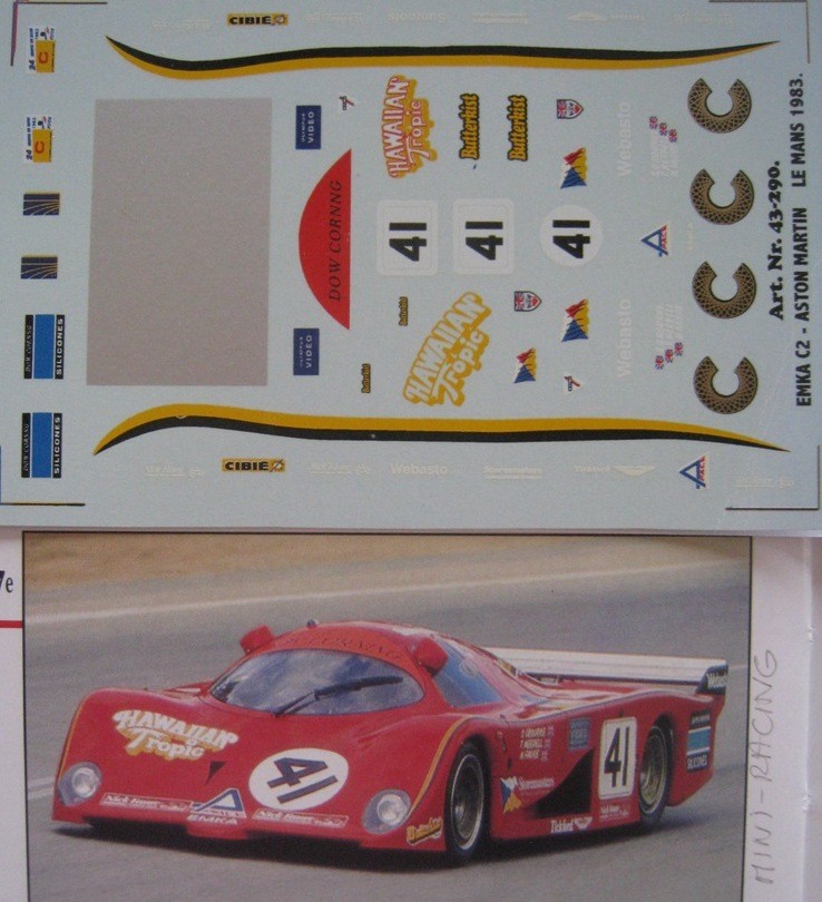 EMKA C2 ASTON MARTIN n° 41 LE MANS 1983 DECAL 1/43e