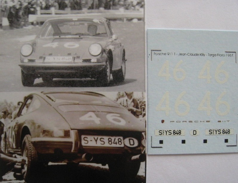 PORSCHE 911 S n° 46 TARGA FLORIO 1967 KILLY DECAL 1/43e