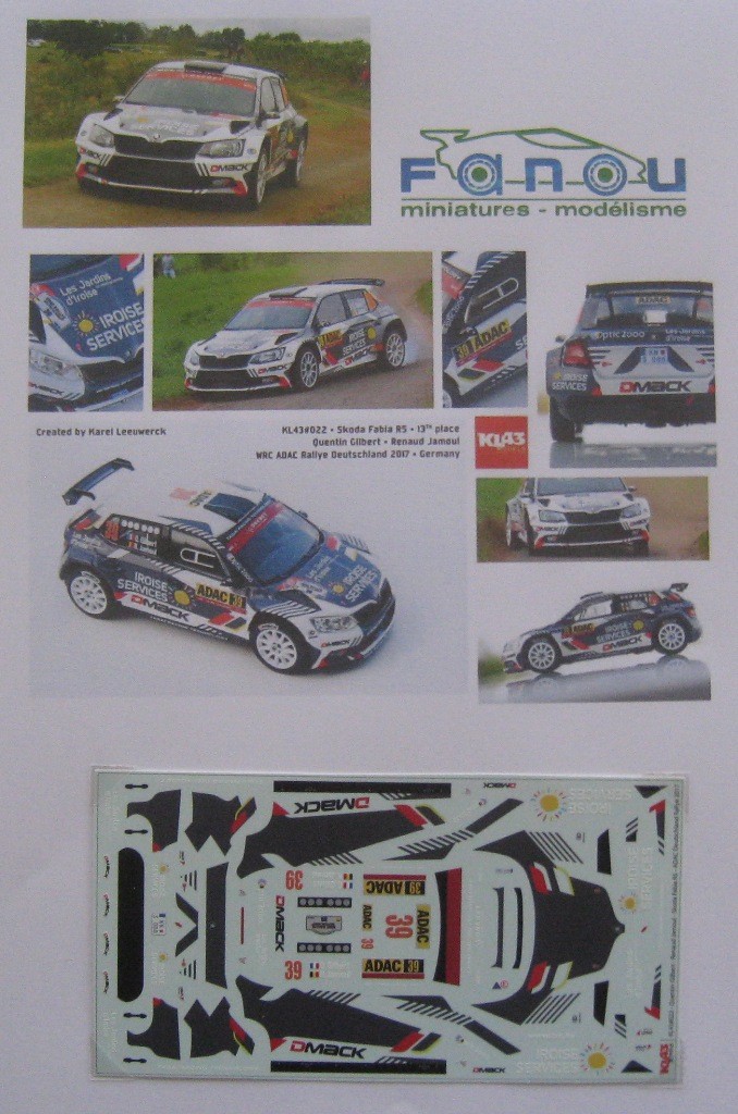 SKODA FABIA R5 n° 39 RALLYE DEUTSCHLAND 2017 GILBERT DECAL 1/43e