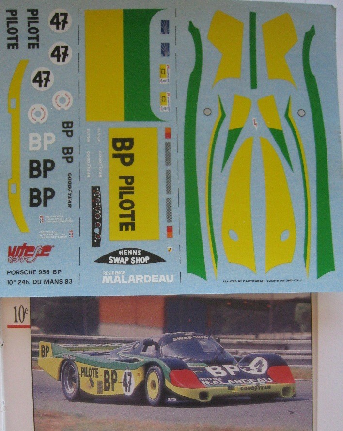 PORSCHE 956 n° 47 BP LE MANS 1983 DECAL 1/43e