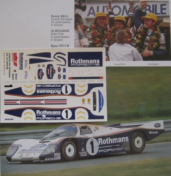 PORSCHE 956 n° 1 ROT.MANS LE MANS 1986 DECAL 1/43e