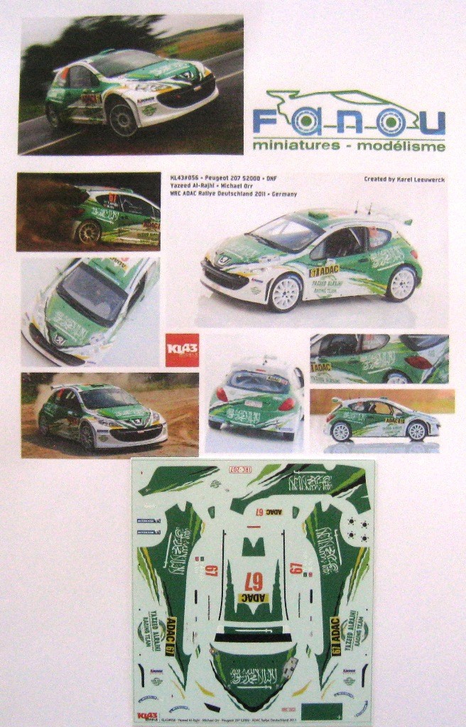 PEUGEOT 207 S2000 n° 67 RALLYE DEUTSCHLAND 2011 Y.AL-RAJHI DECAL 1/43e