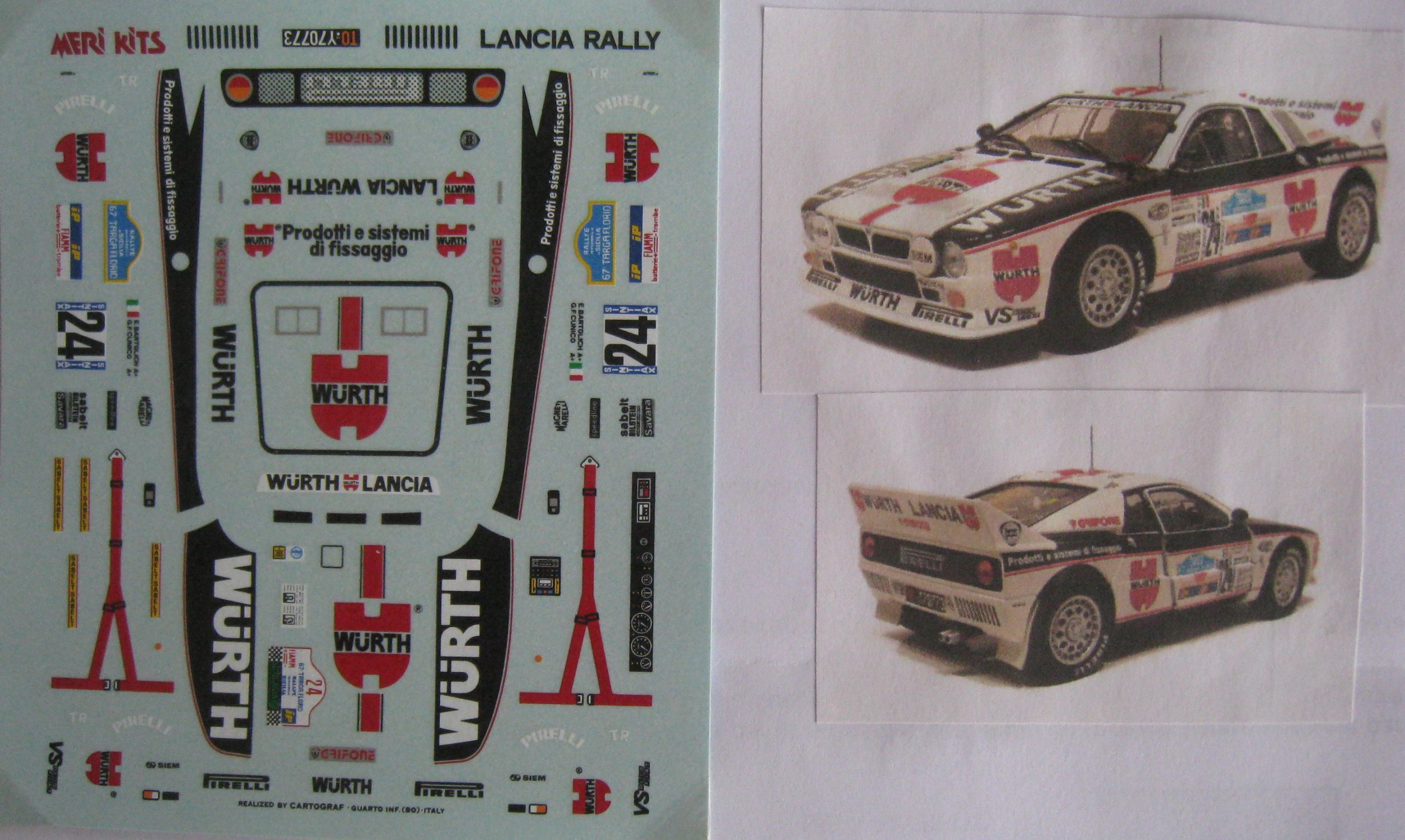 LANCIA 037 RALLY n° 24 WURTH TARGA FLORIO 1983 DECAL 1/43e